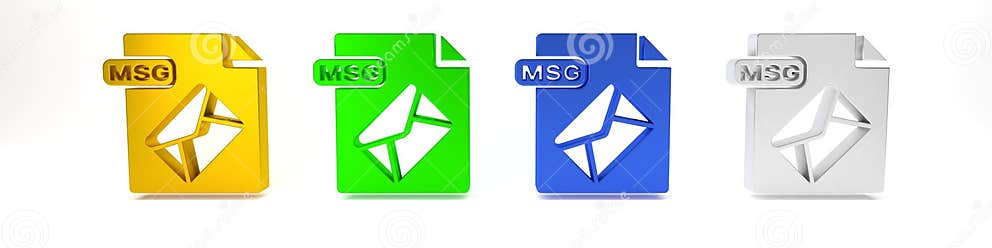 Colorful MSG File Document. Download Msg Button Icon Isolated on White ...