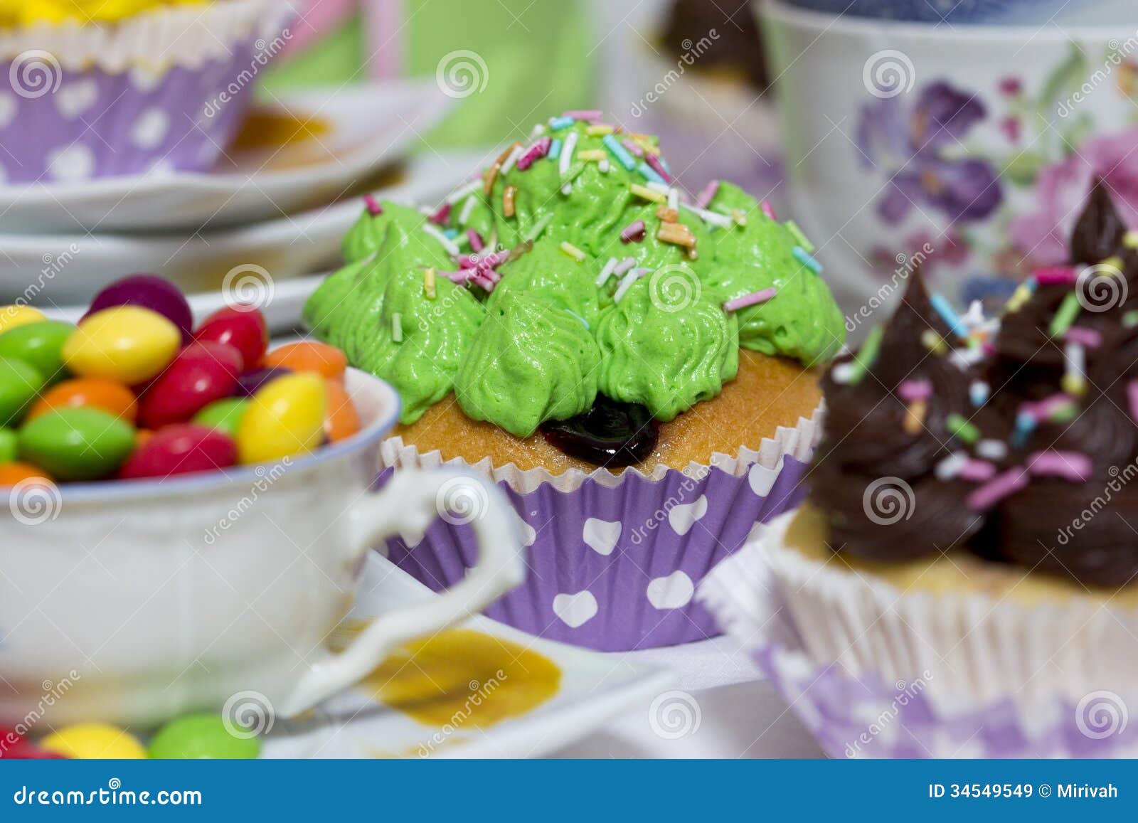 Colorful muffins stock image. Image of baking, colorful - 34549549