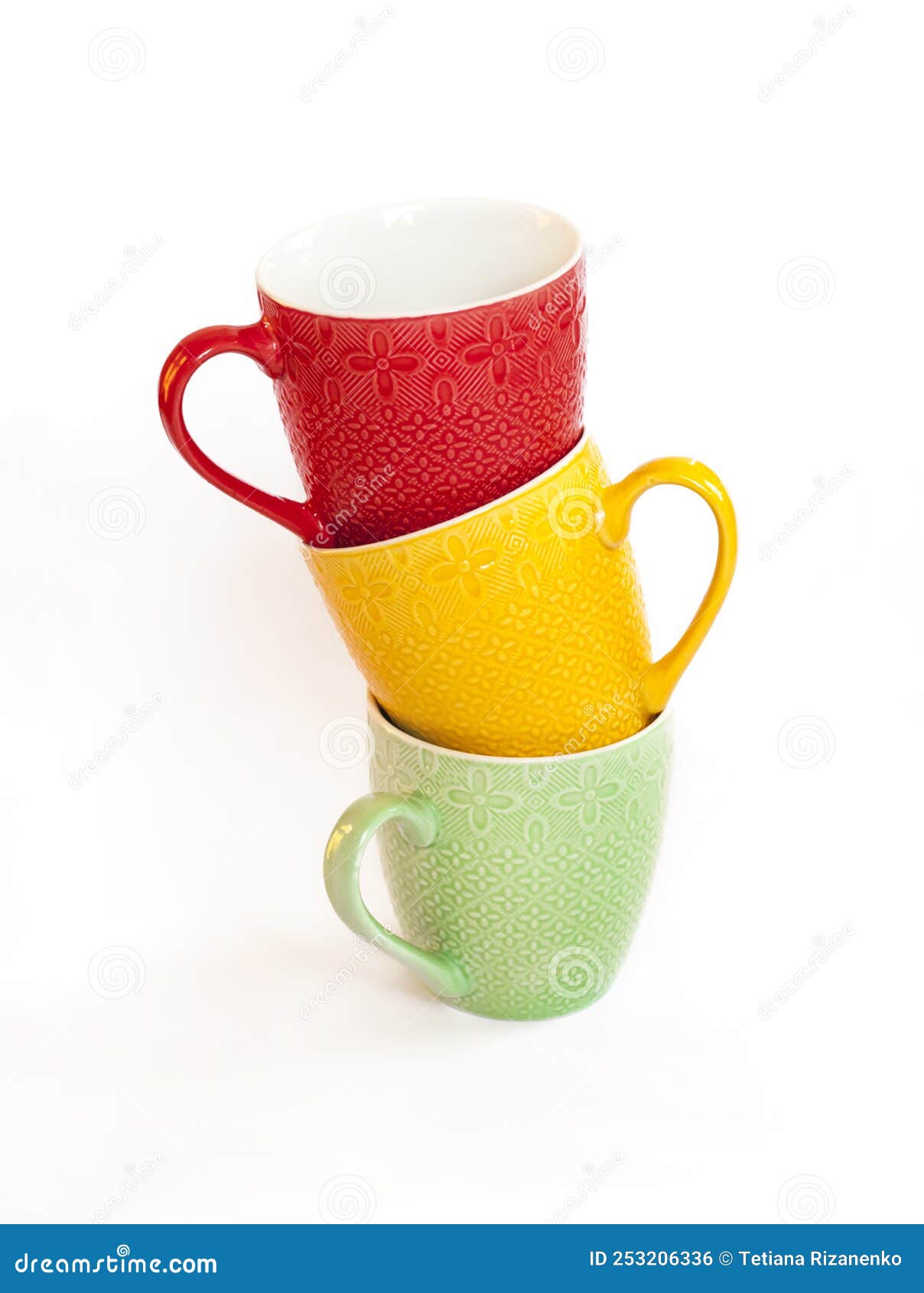 Colorful Mugs Isolated on White Background Stock Photo - Image of item ...