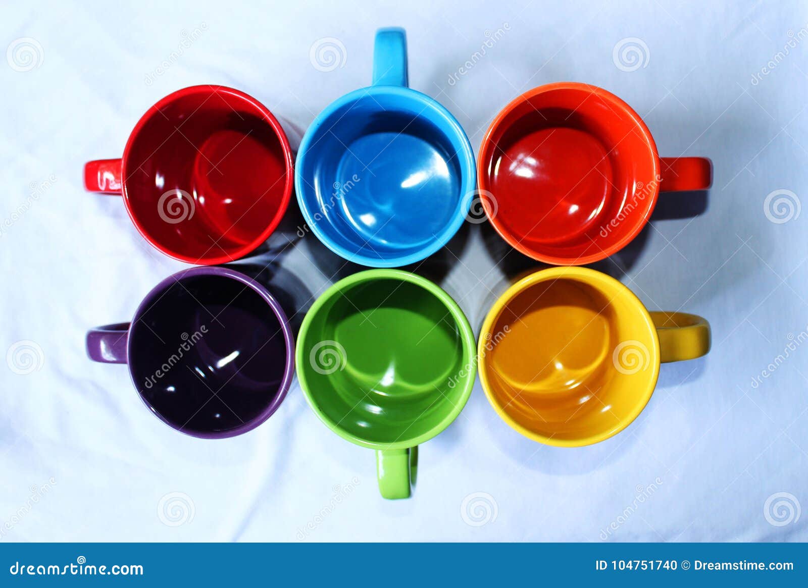 Colorful mugs 6 pcs stock photo. Image of cappuccino - 104751740