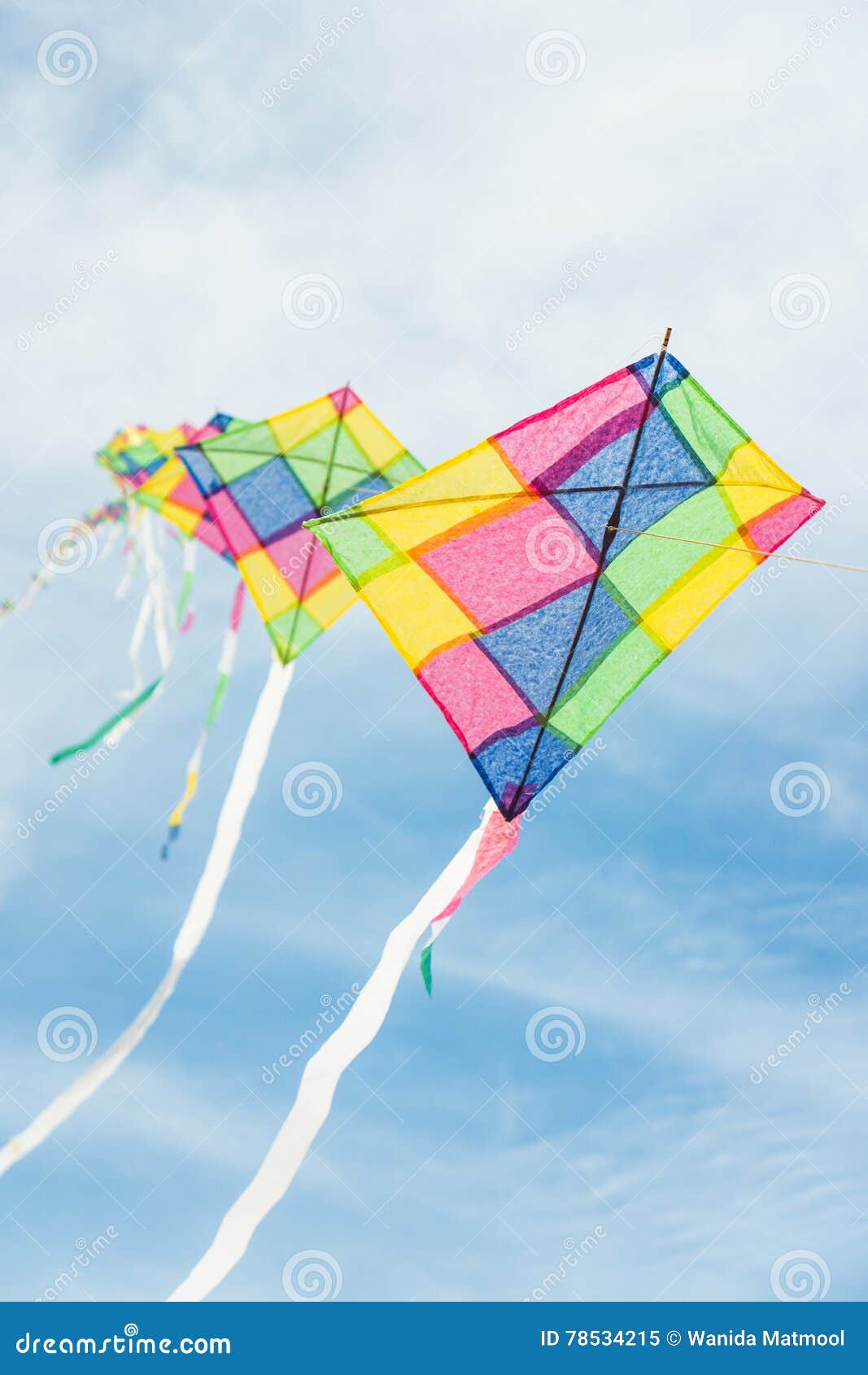 Colorful Multi-color Kites Flying in Blue Sky Stock Image - Image of ...