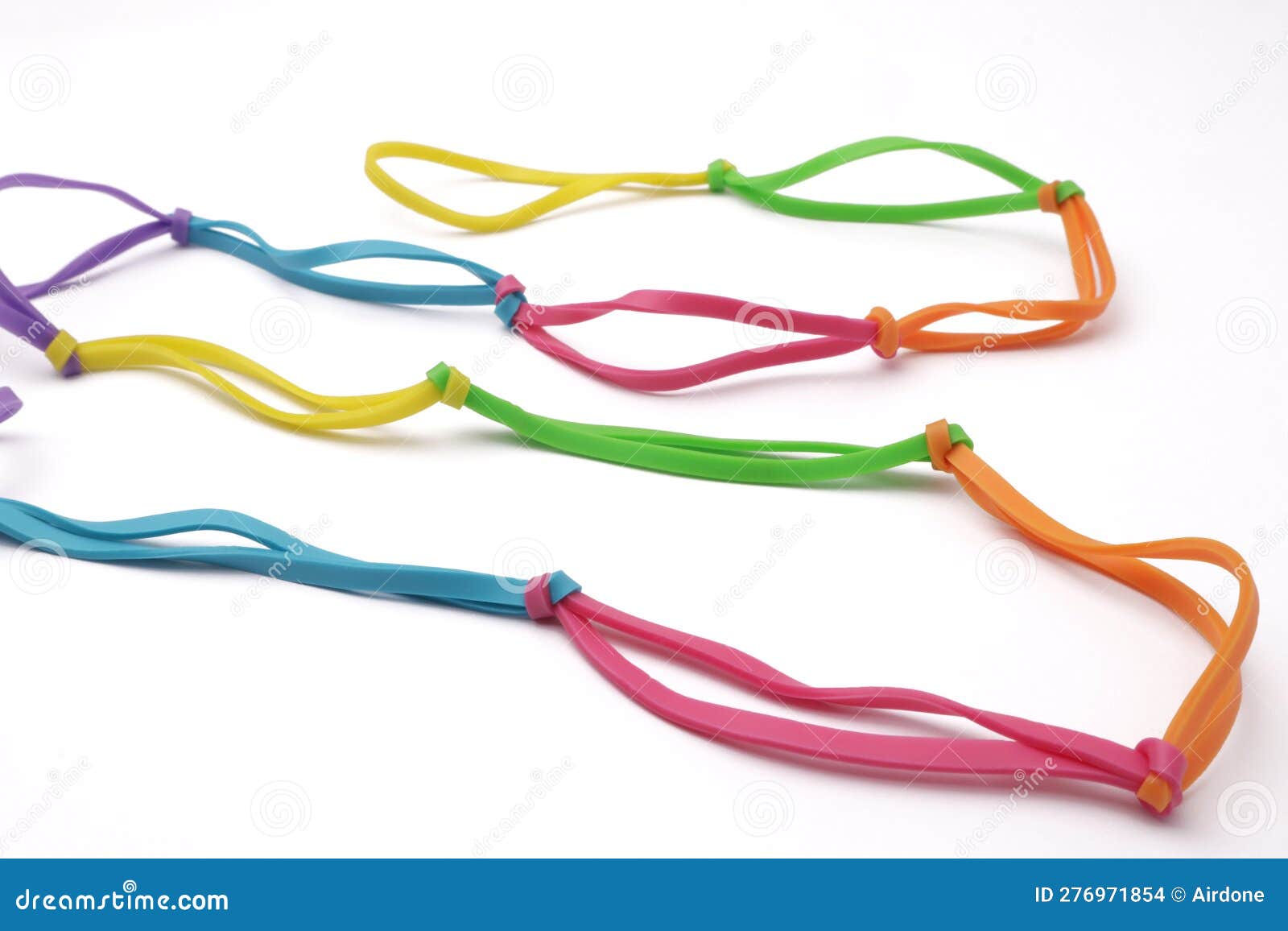 Colorful Multi Color Rubber Band Rope Chains Isolated on White Stock ...