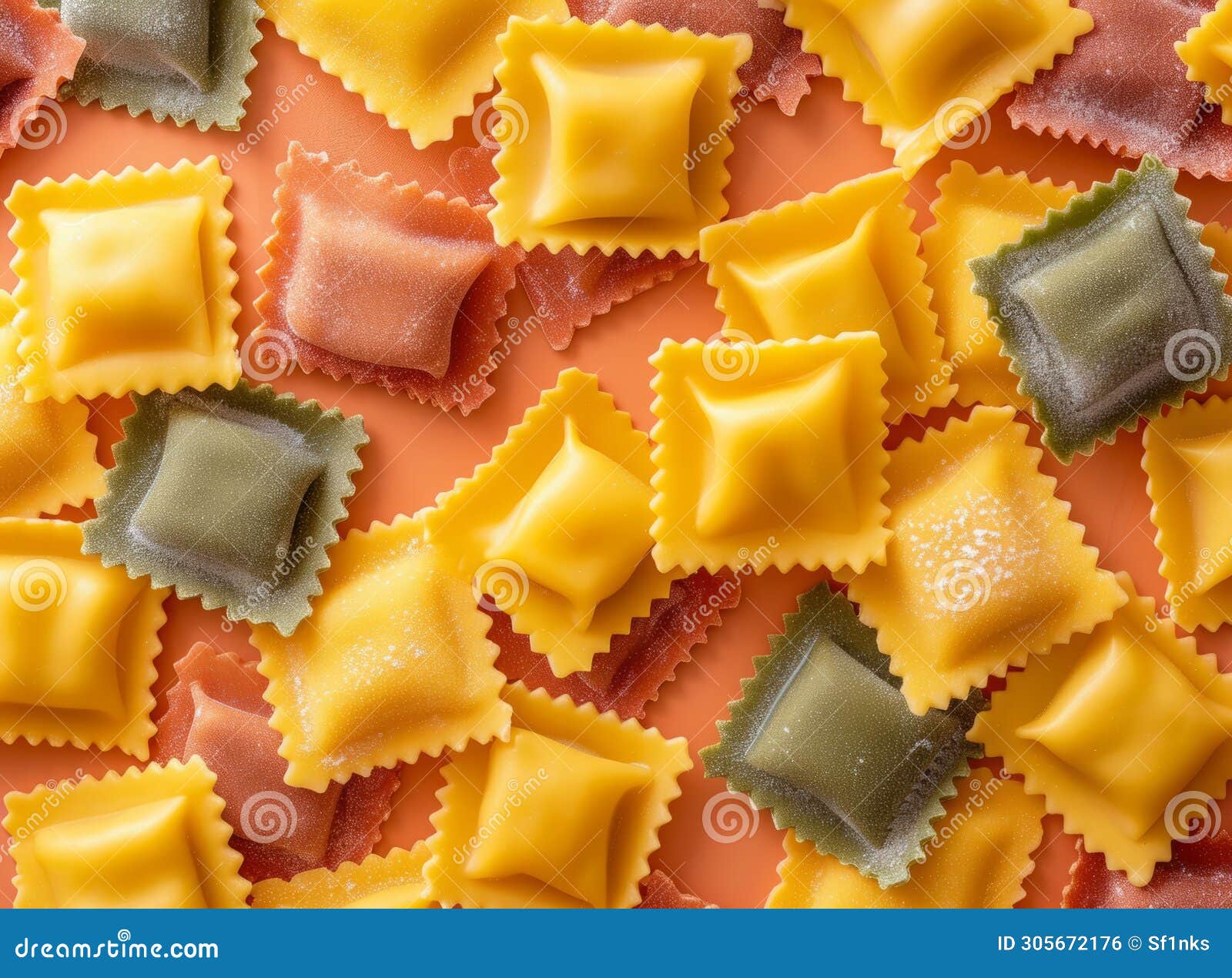 Colorful Multi-colored Assorted Ravioli on a Light Background, Top View ...