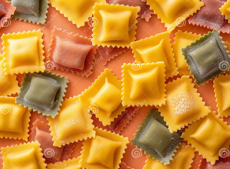 Colorful Multi-colored Assorted Ravioli on a Light Background, Top View ...