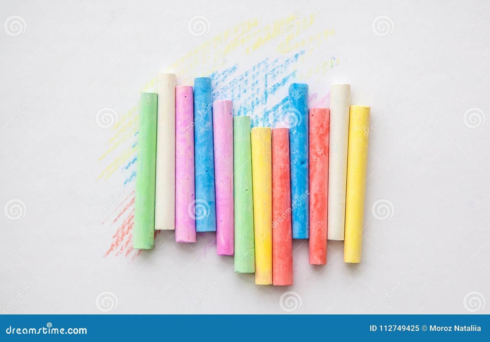 Colorful Multi-colored Chalk on a White Background. Stock Image - Image ...