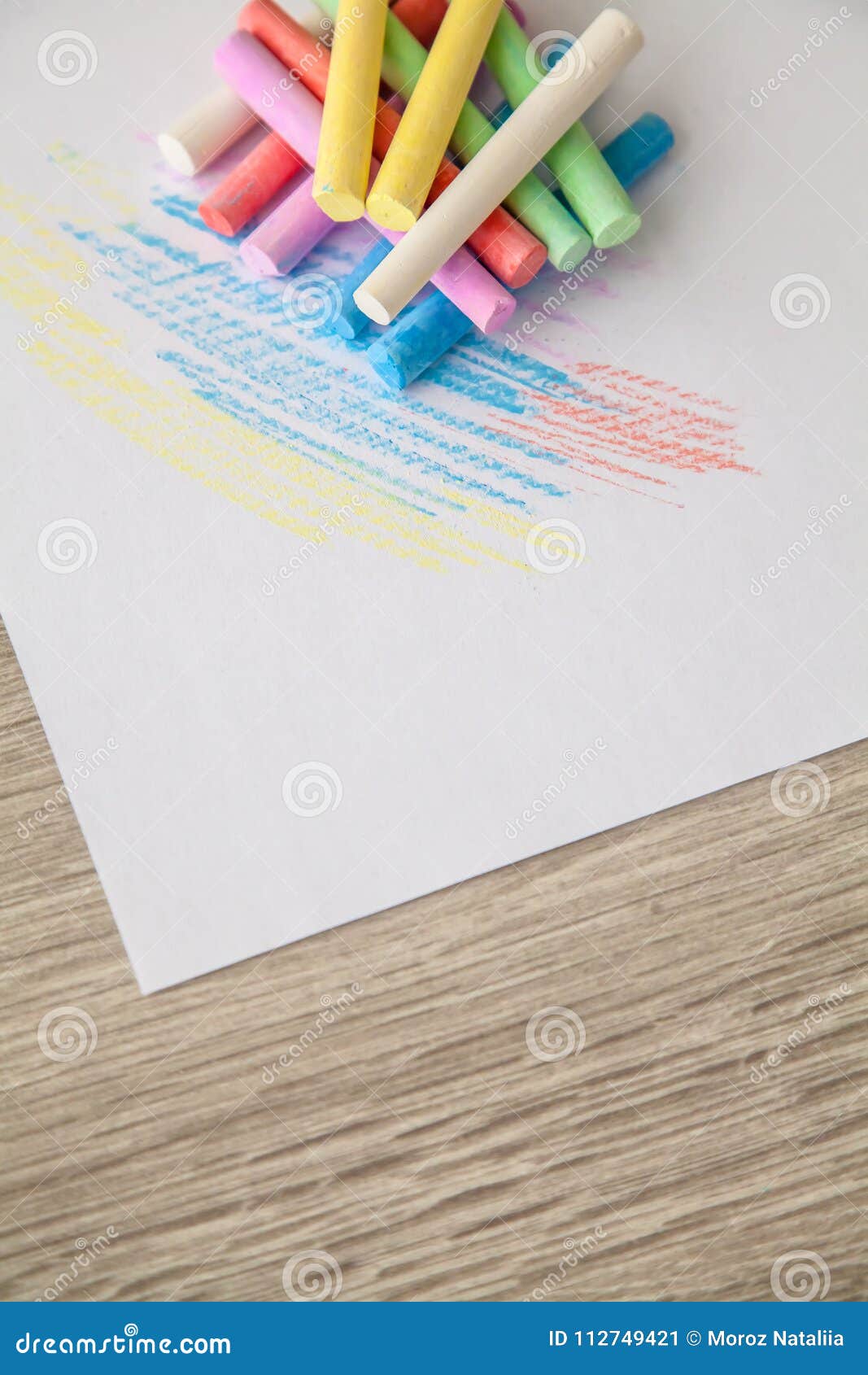 Colorful Multi-colored Chalk on a White Background. Stock Image - Image ...