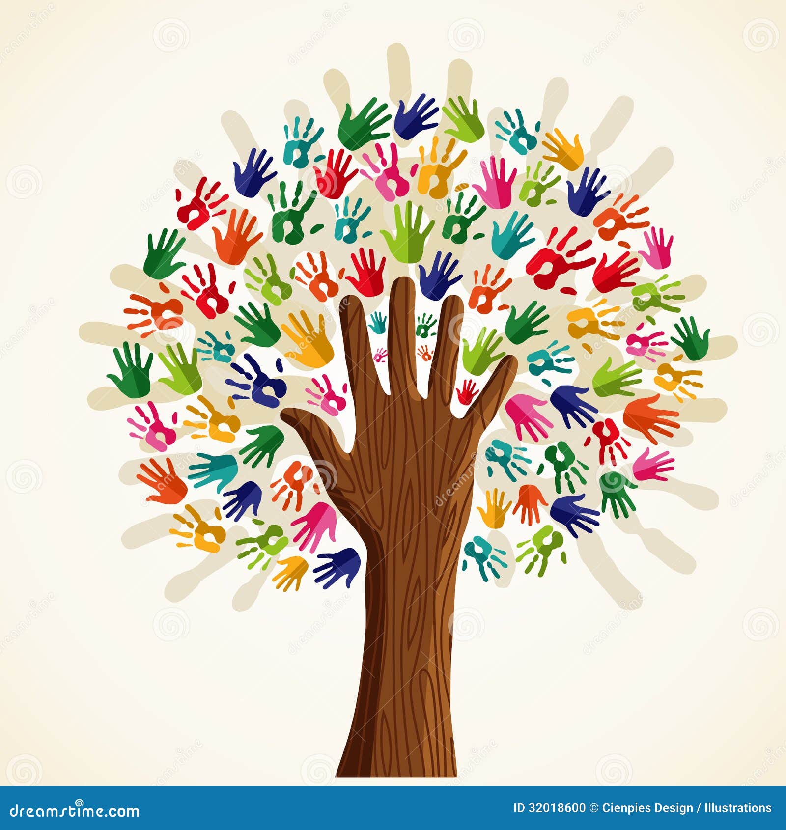 Colorful Solidarity Design Tree Cartoon Vector | CartoonDealer.com ...