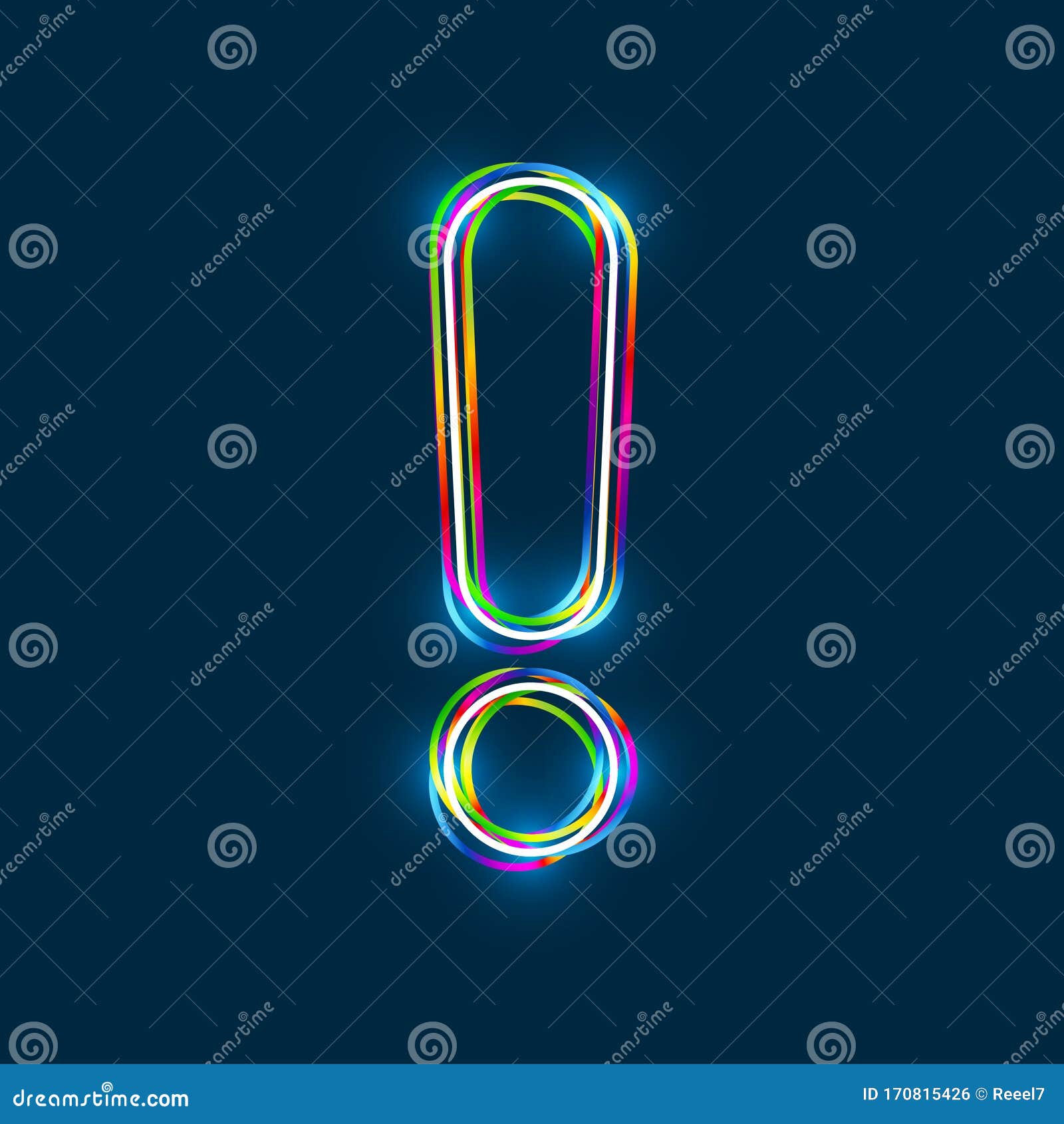 Colorful Multi-layered Outline Of An Exclamation Point With Glowing ...