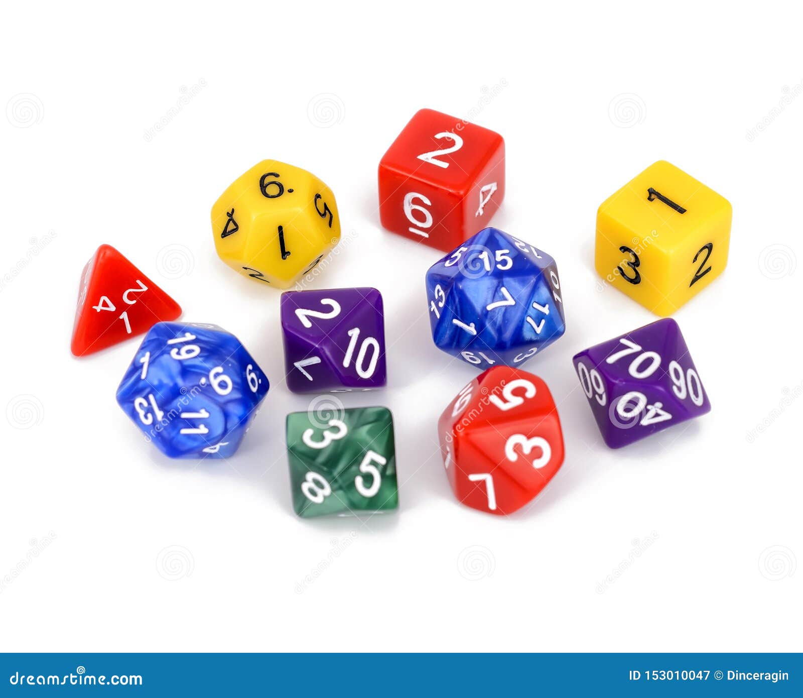 Colorful Multi Sided Role Play Game Dice Isolated White Background