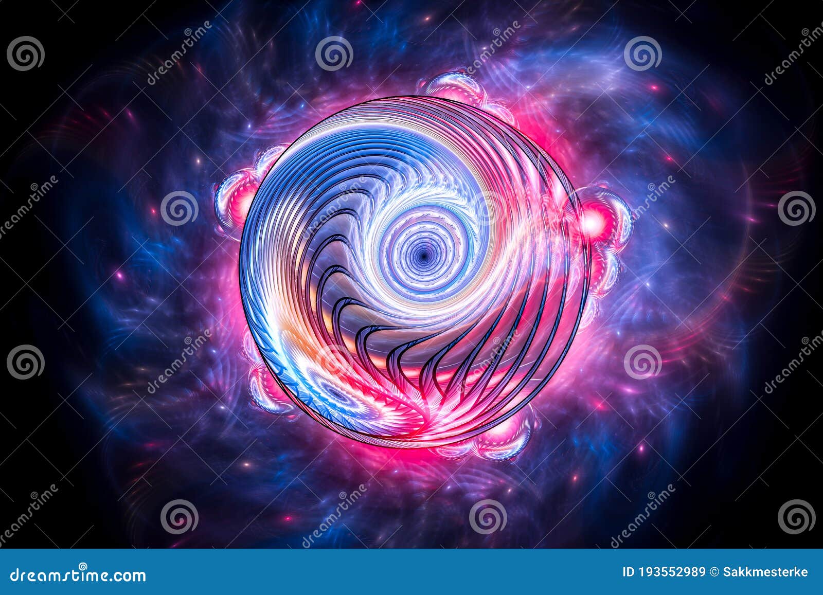 Colorful Multidemensional Glowing Sphere in Space Stock Illustration ...