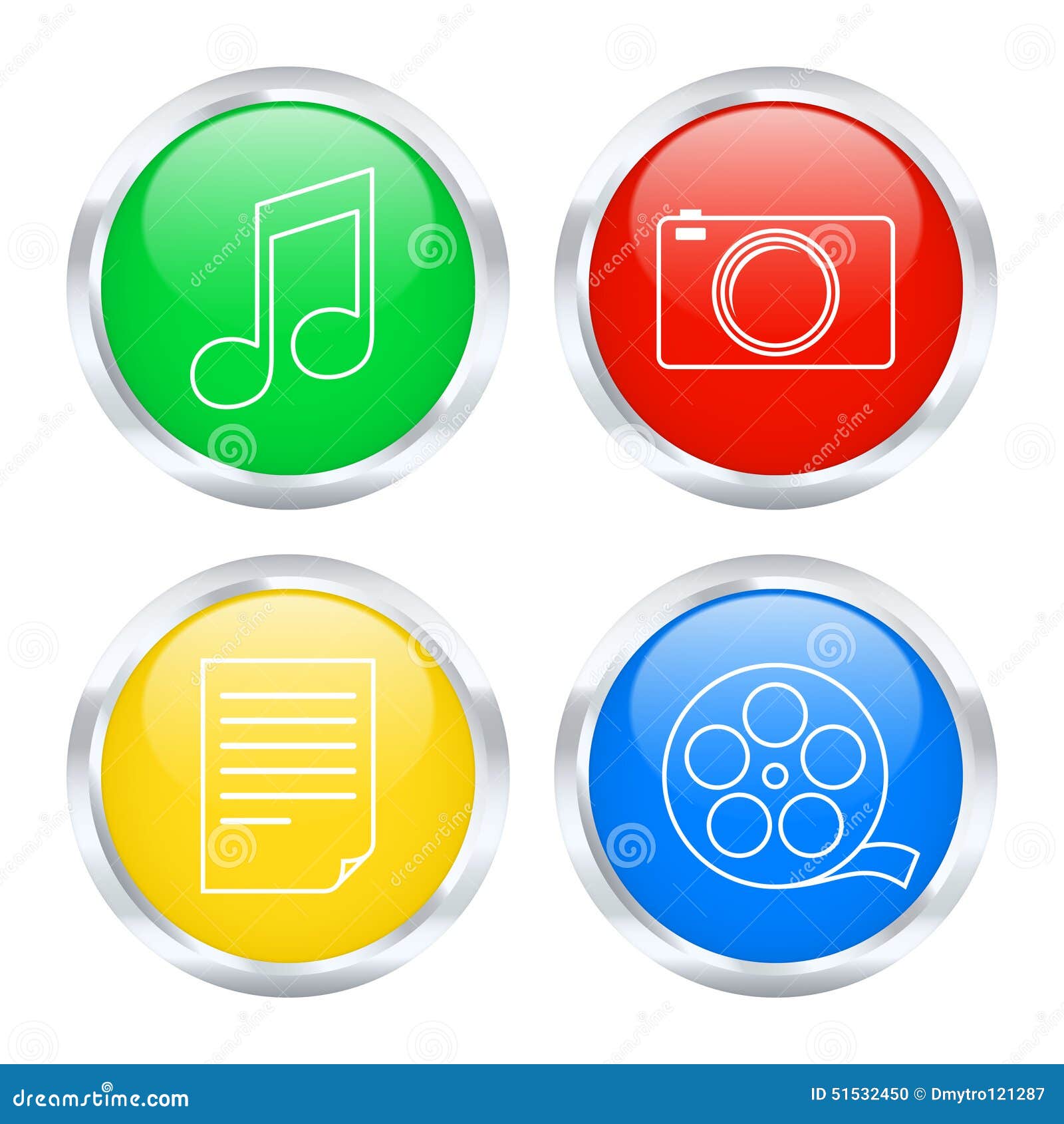 Colorful Multimedia Buttons Stock Vector - Illustration of internet ...