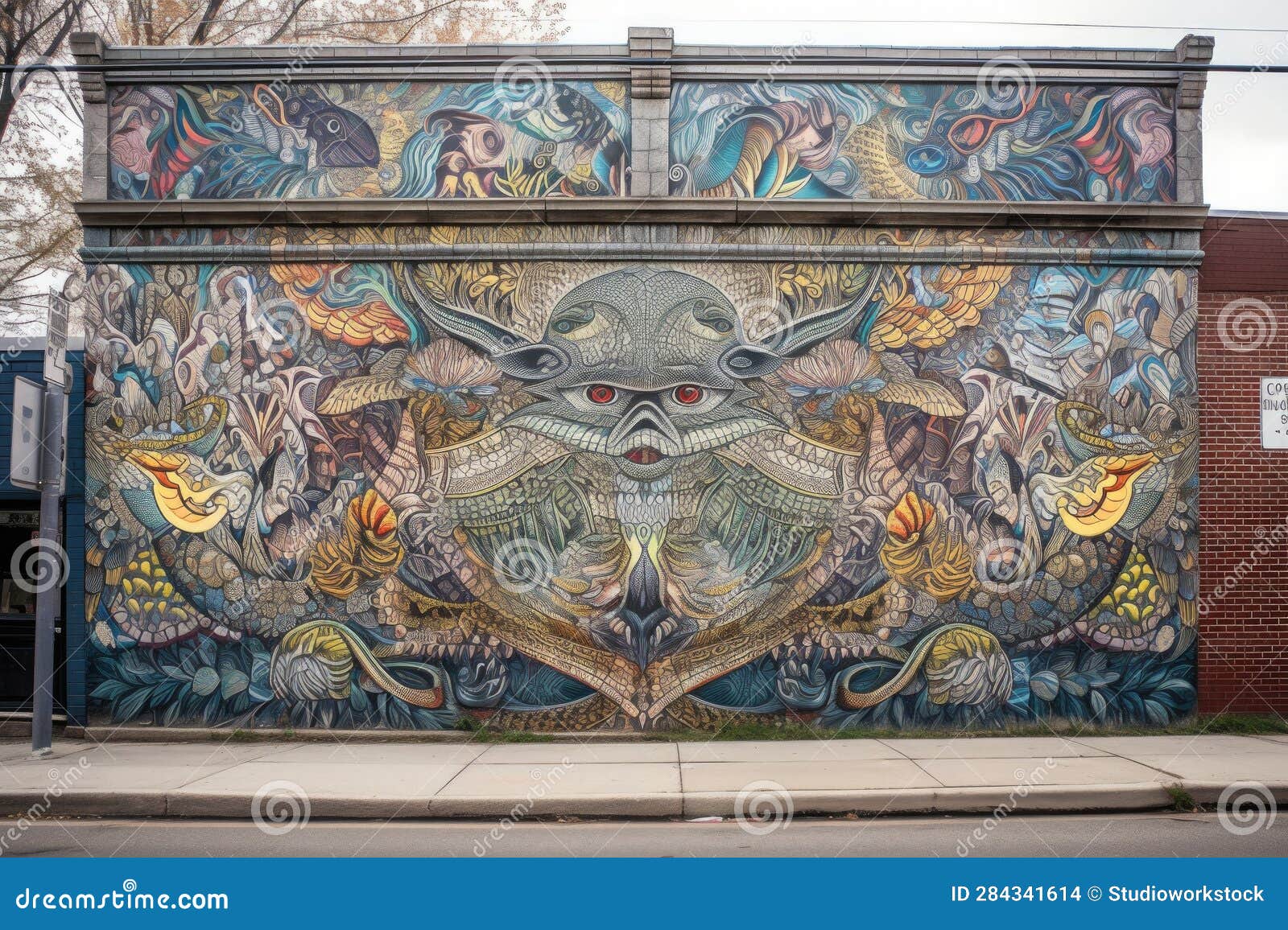 Detailed Mural, With Personified Characters And Intricate Story Stock ...