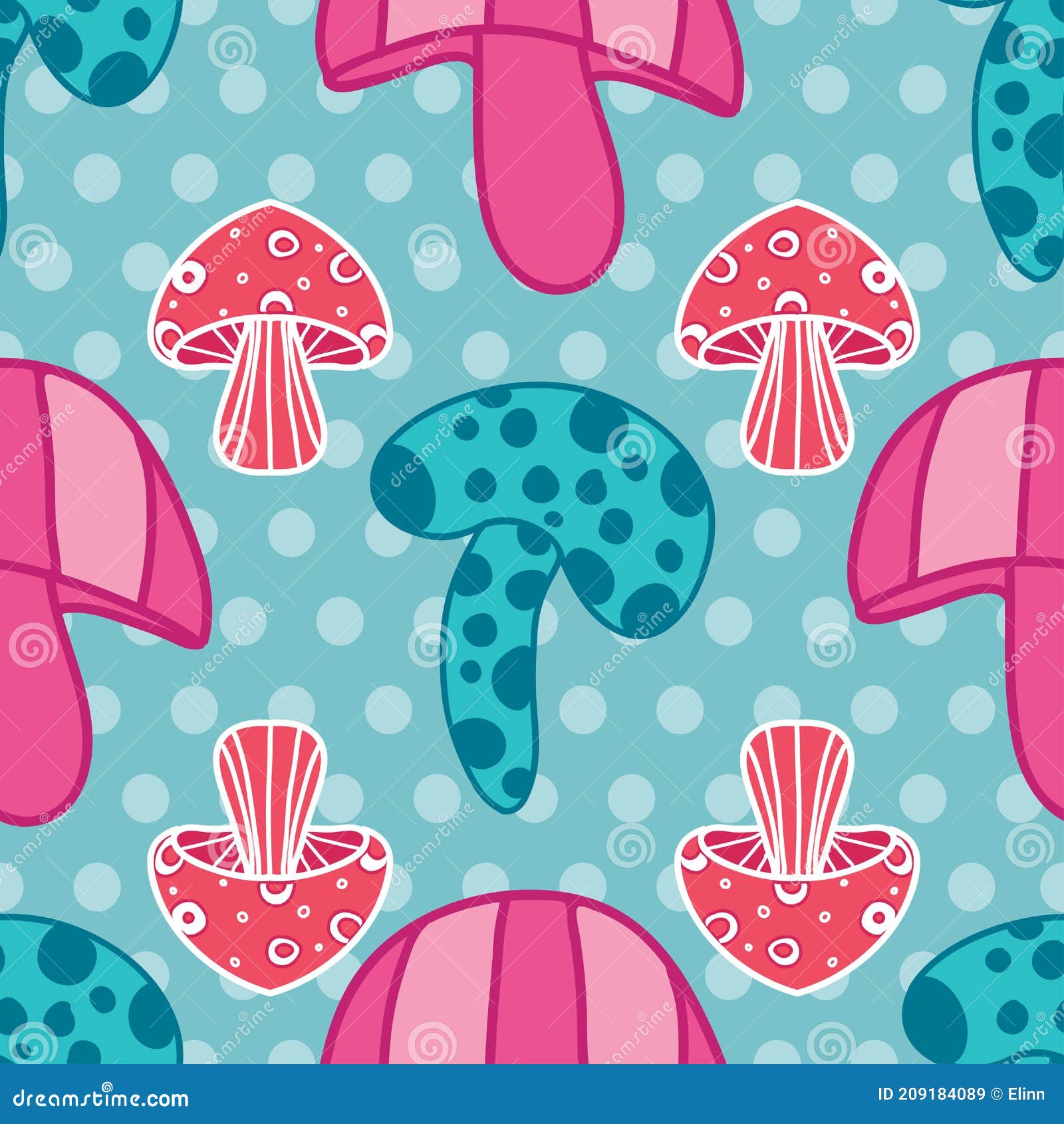 Colorful Mushrooms Vector Repeat Pattern-02 Stock Vector - Illustration ...