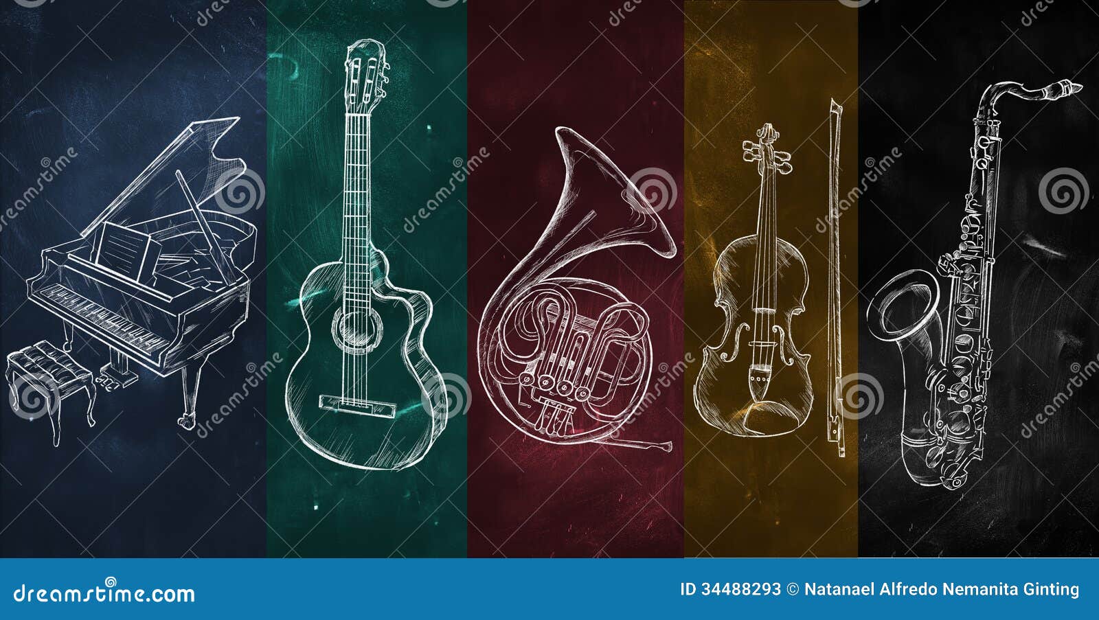 Colorful Music Background Drawing Instruments Stock Illustration ...