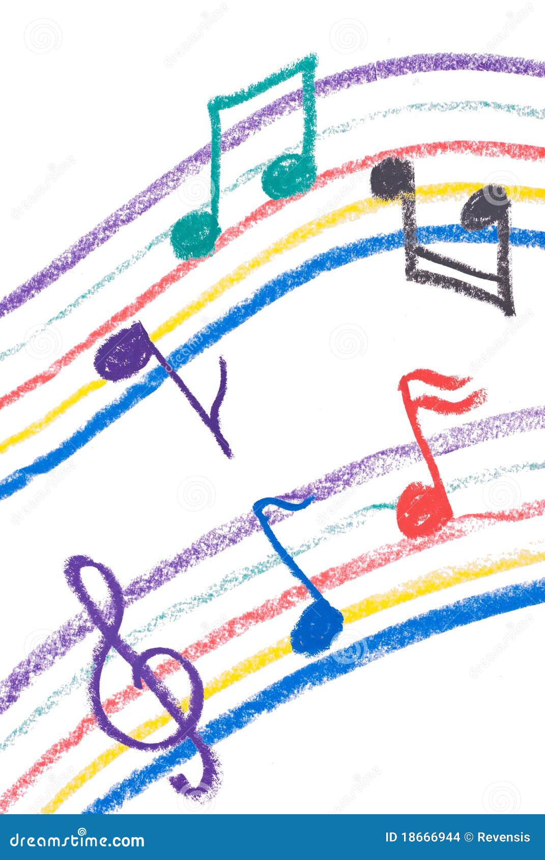 Colorful Music Notation Drawing on White Stock Photo - Image of crayon ...