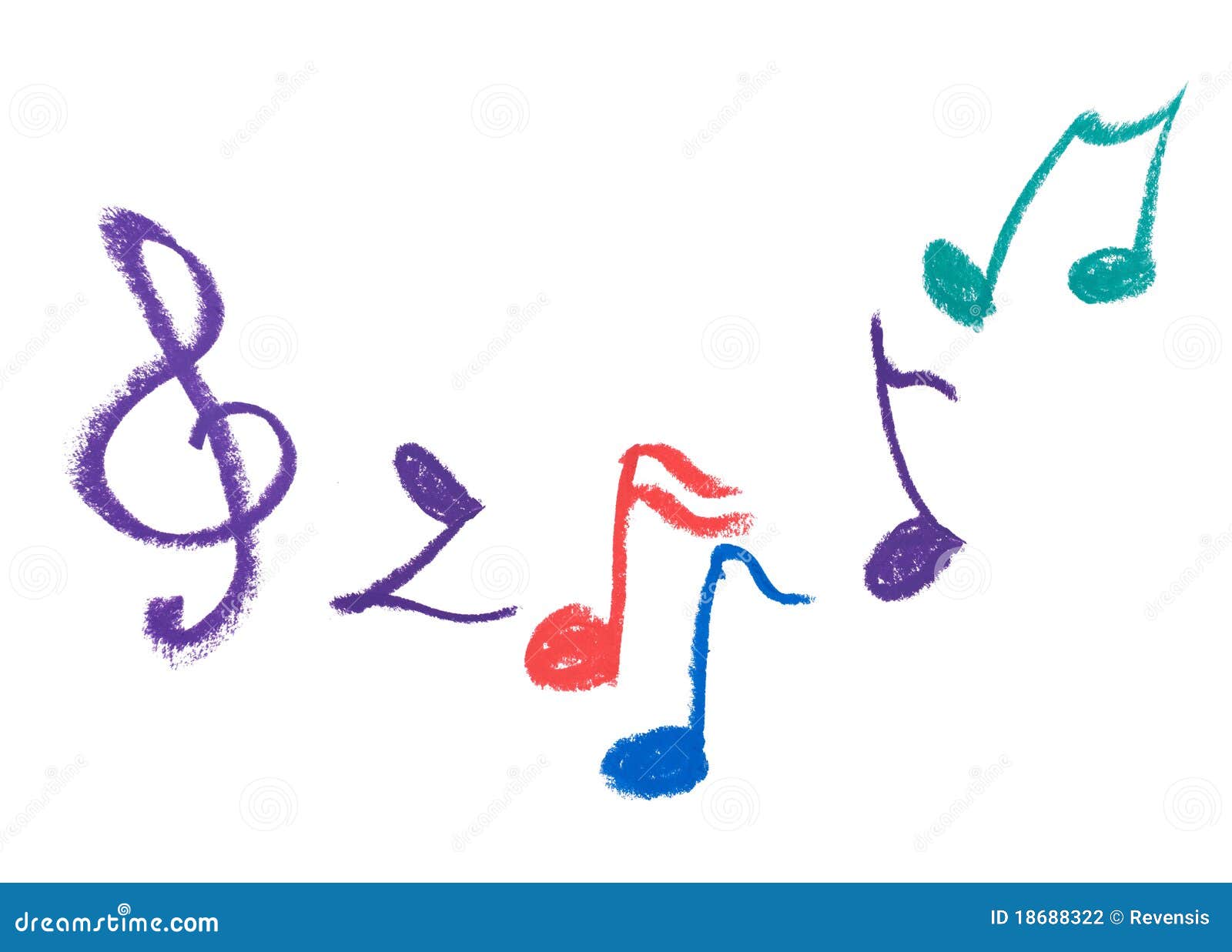 Colorful Music Notation Drawing on White Stock Photo - Image of element ...