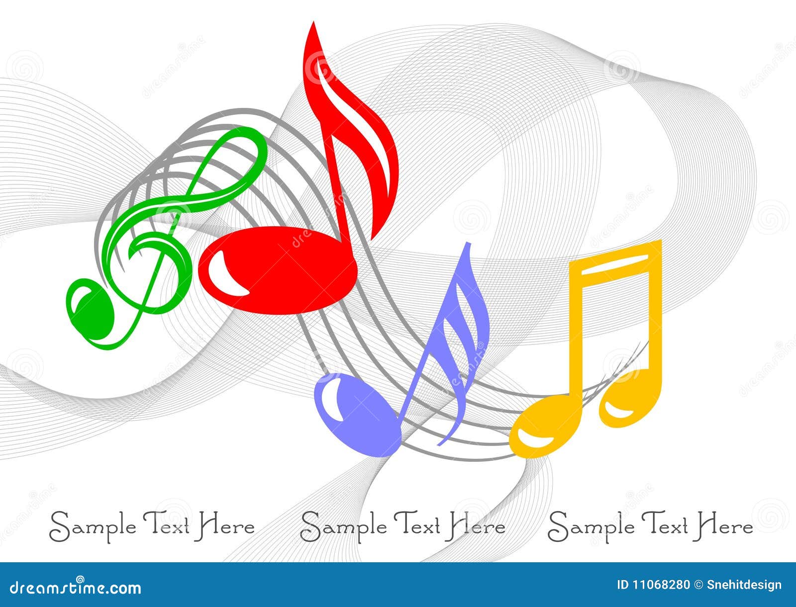 Colorful music notes stock illustration. Illustration of music - 11068280