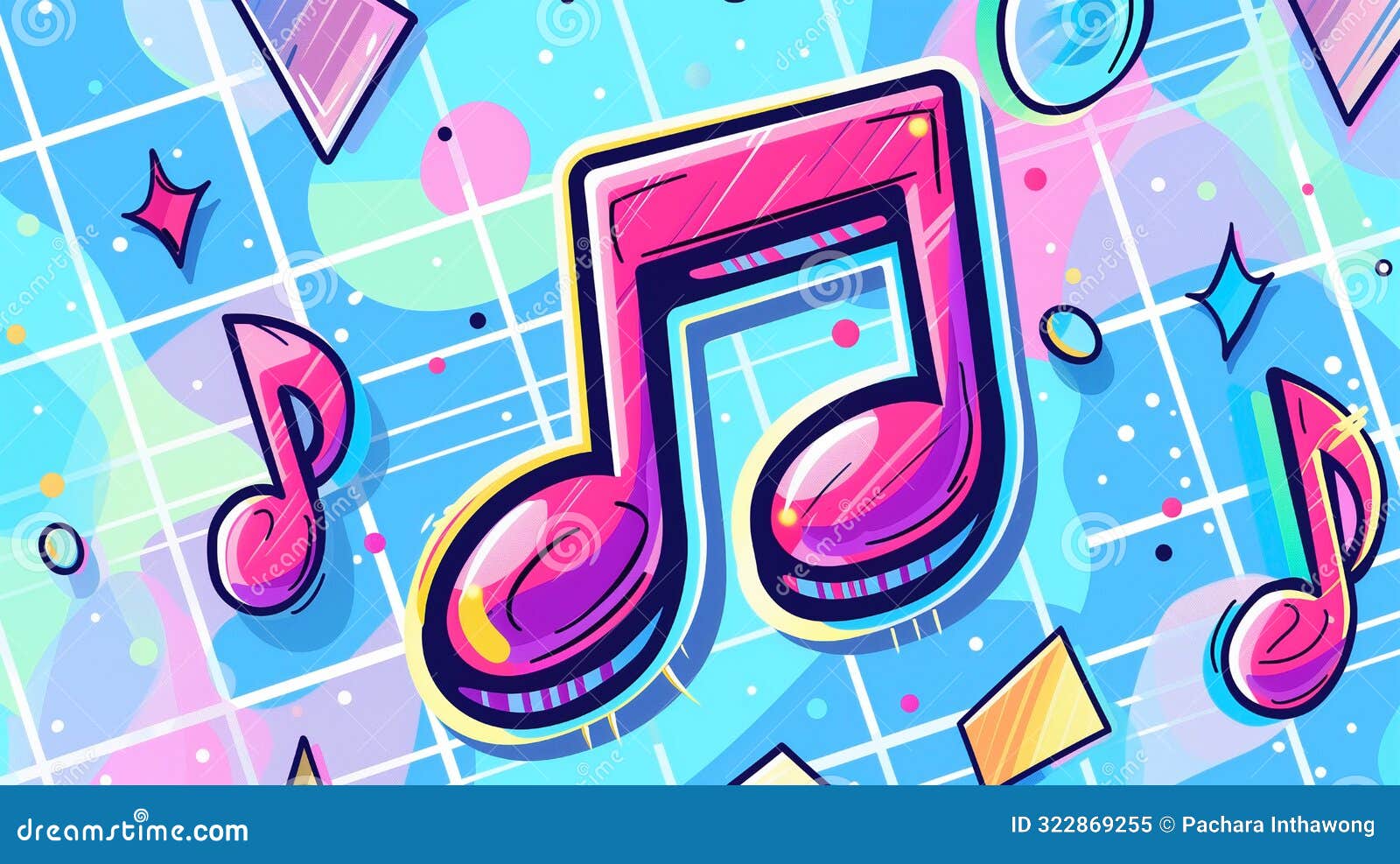 Colorful Music Notes stock illustration. Illustration of abstract ...