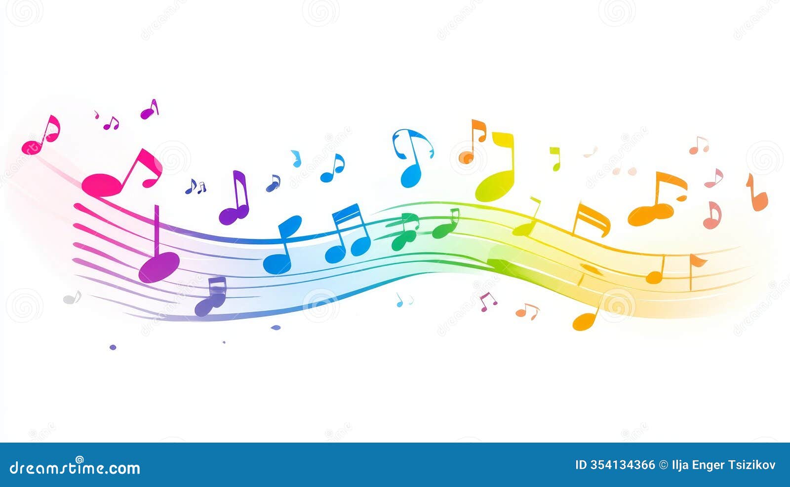 Colorful Music Notes Background, Entertainment and Arts Design with ...
