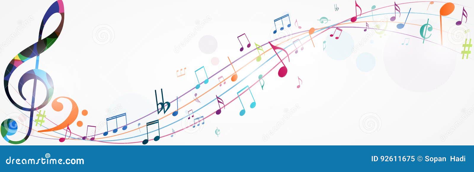 Colorful Music Background. Abstract Conductor Orchestra. Music Notes On ...
