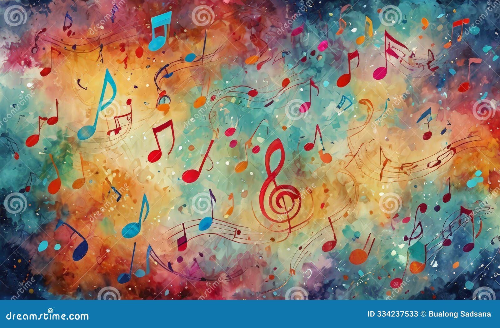Colorful Music Notes Background Stock Illustration - Illustration of ...