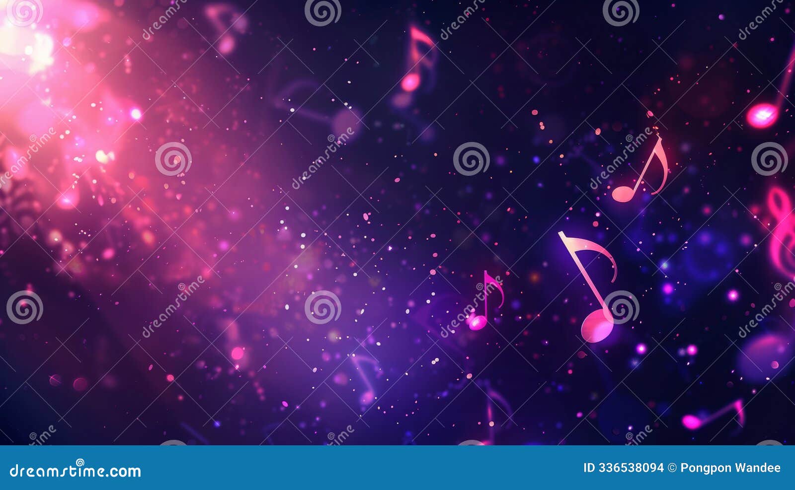 Colorful Music Notes on Dark Background with Bokeh Stock Illustration ...