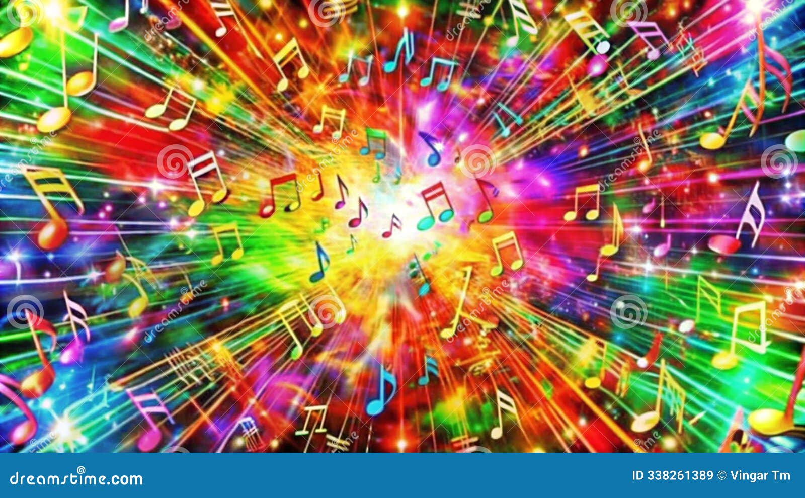 Colorful Music Notes Explode in a Burst of Light and Energy Stock Image ...