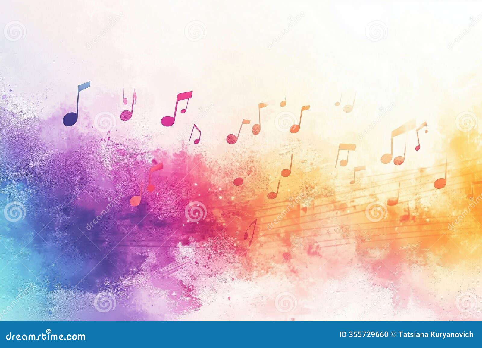 Colorful Music Notes Floating in Vibrant Abstract Background Stock ...