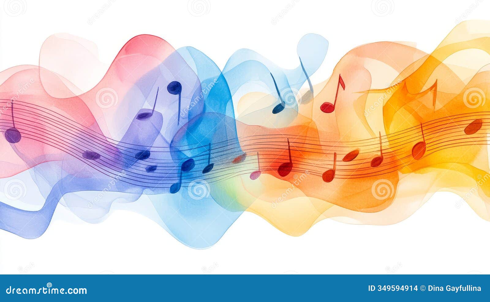 Colorful Music Notes Flowing on Abstract Background Stock Photo - Image ...
