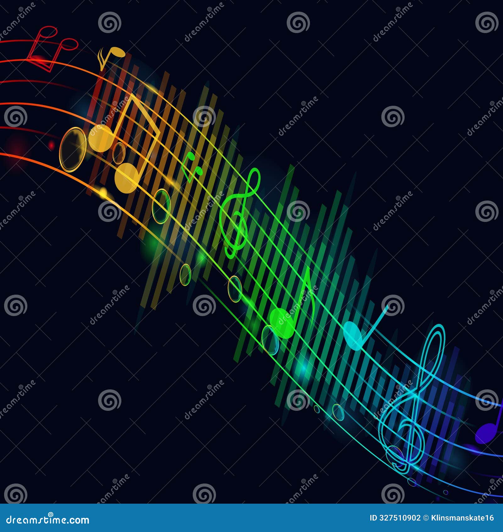 Colorful Music Notes with Colorful Lines and Equalizer Poster Stock ...