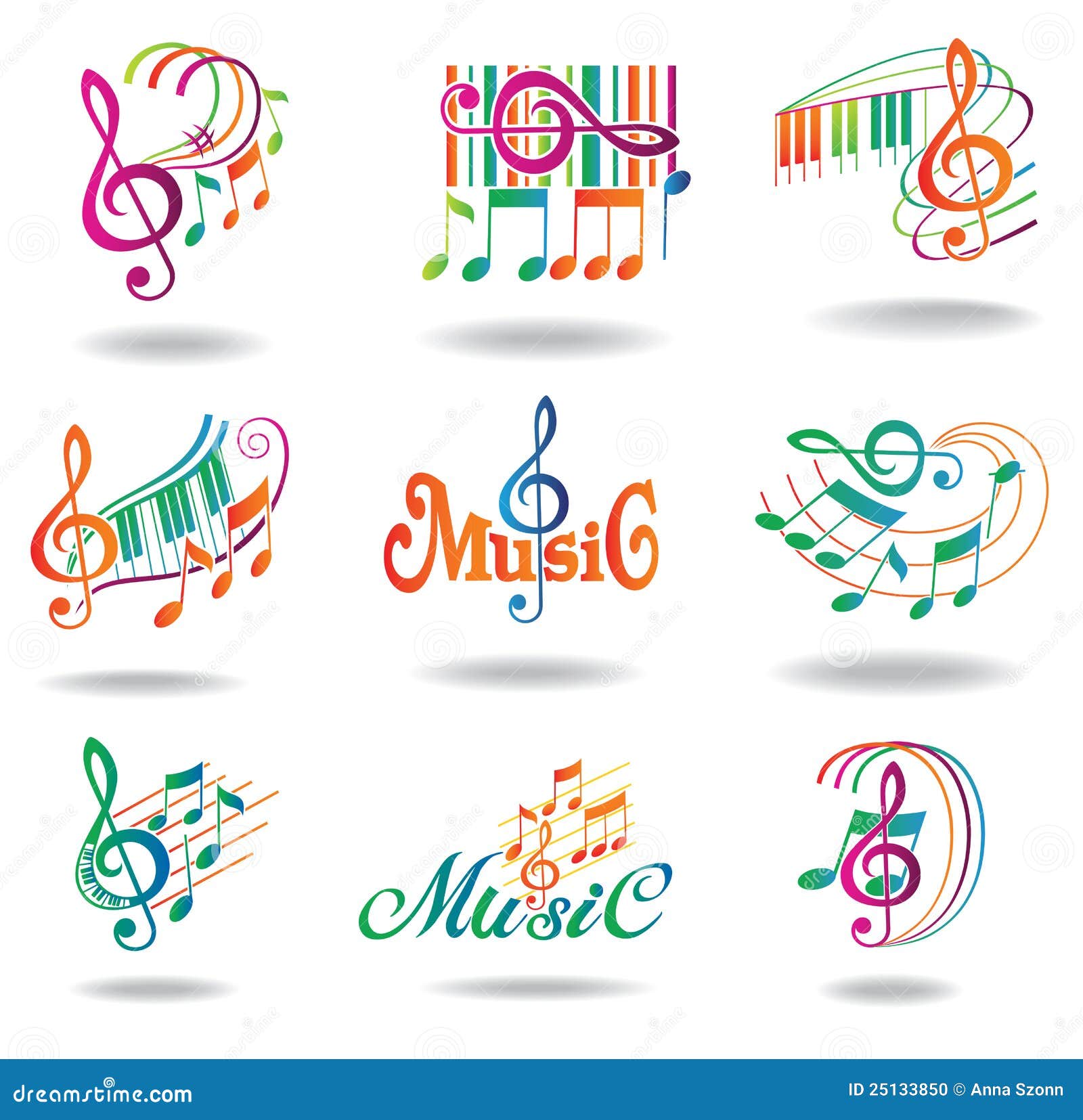 Colorful Music Notes Set Music Design Elements Stock Illustrations – 90 ...