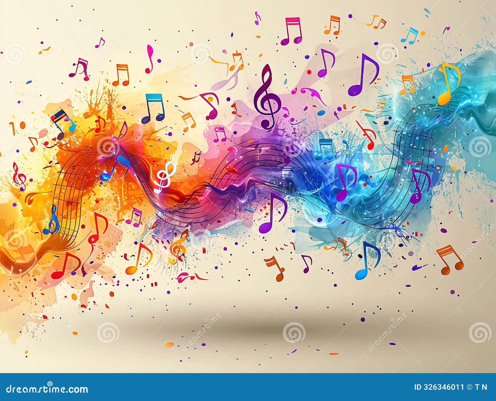 Colorful Music Notes Splash Art with Abstract Background Generative AI ...