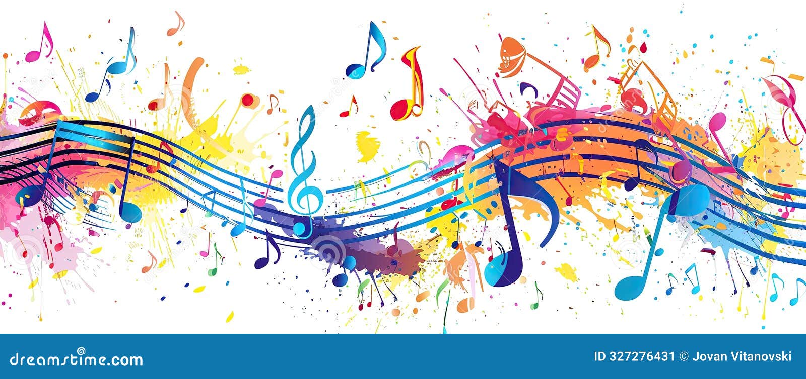Colorful Music Notes and Treble Clef Vector Background Stock ...