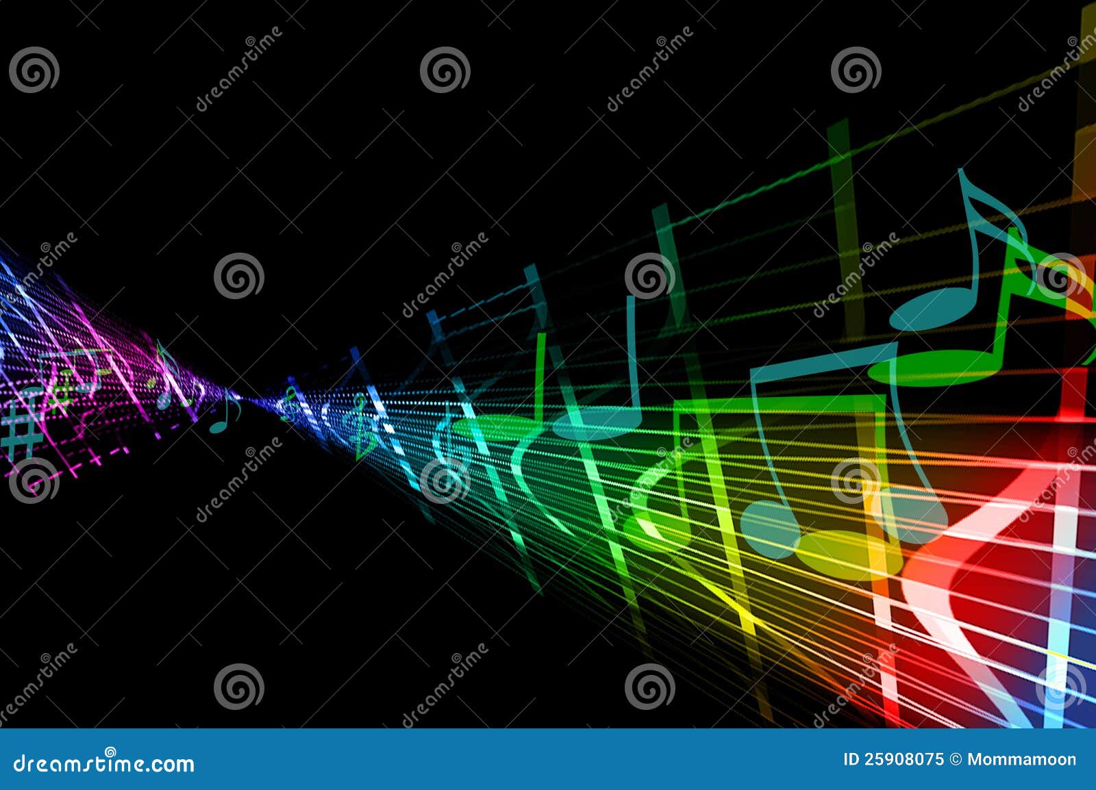 Colorful Musical Abstract with Lines and Notes Stock Illustration ...