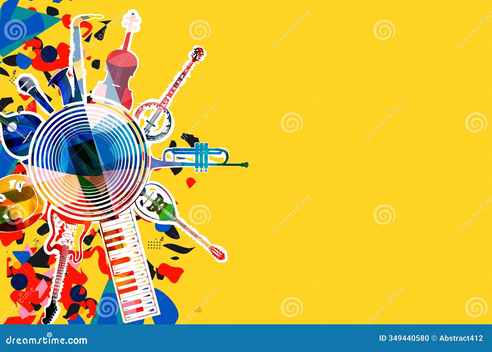 Colorful Musical Instruments Backgroundt Stock Vector - Illustration of ...