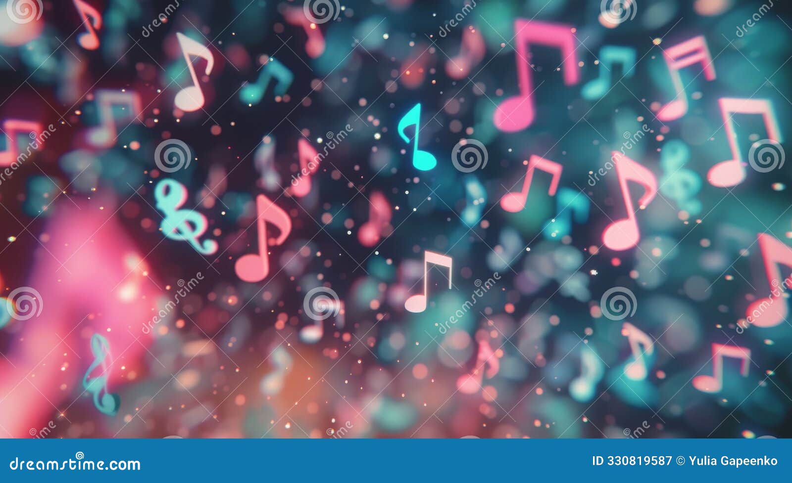 Colorful Musical Notes Floating through a Starry Background at Night ...