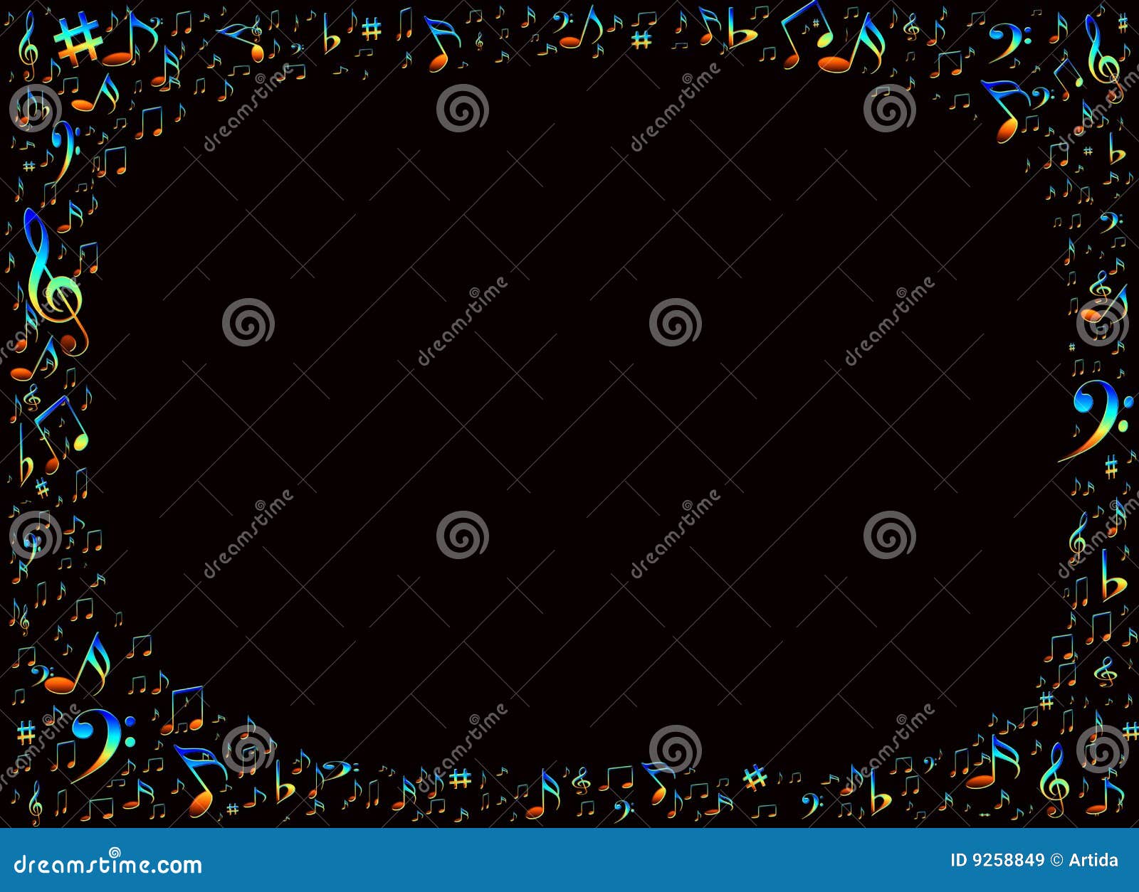 Colorful Musical Notes Frame Stock Illustration - Illustration of ...