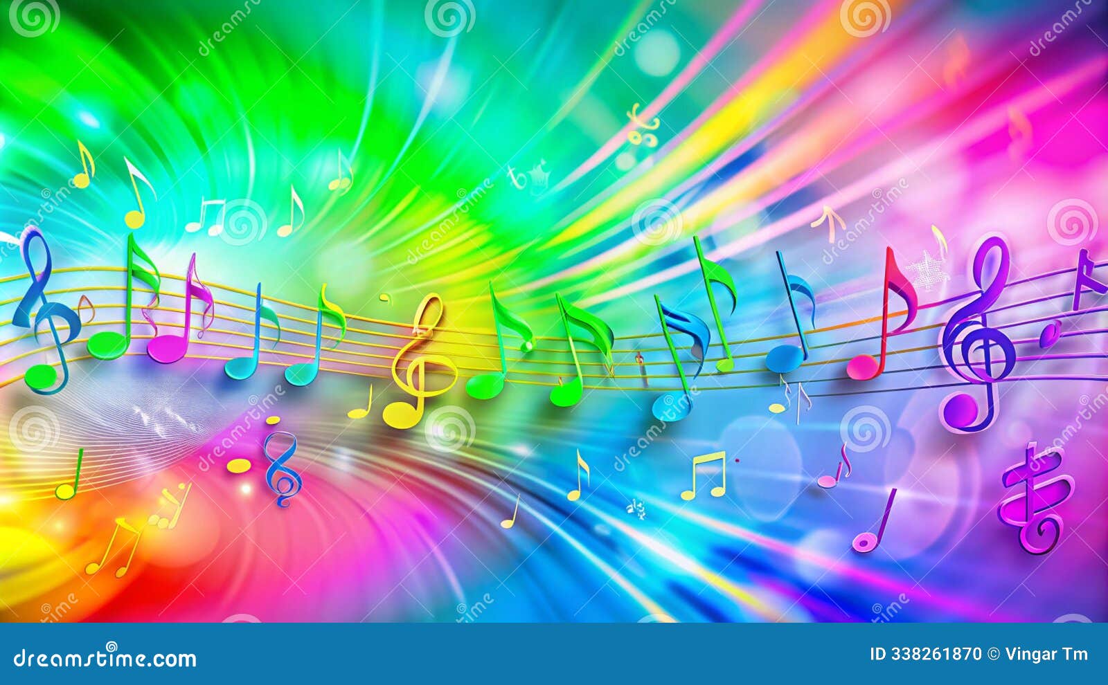 Colorful Musical Notes In Vibrant Cosmic Nebula Royalty-Free Stock ...