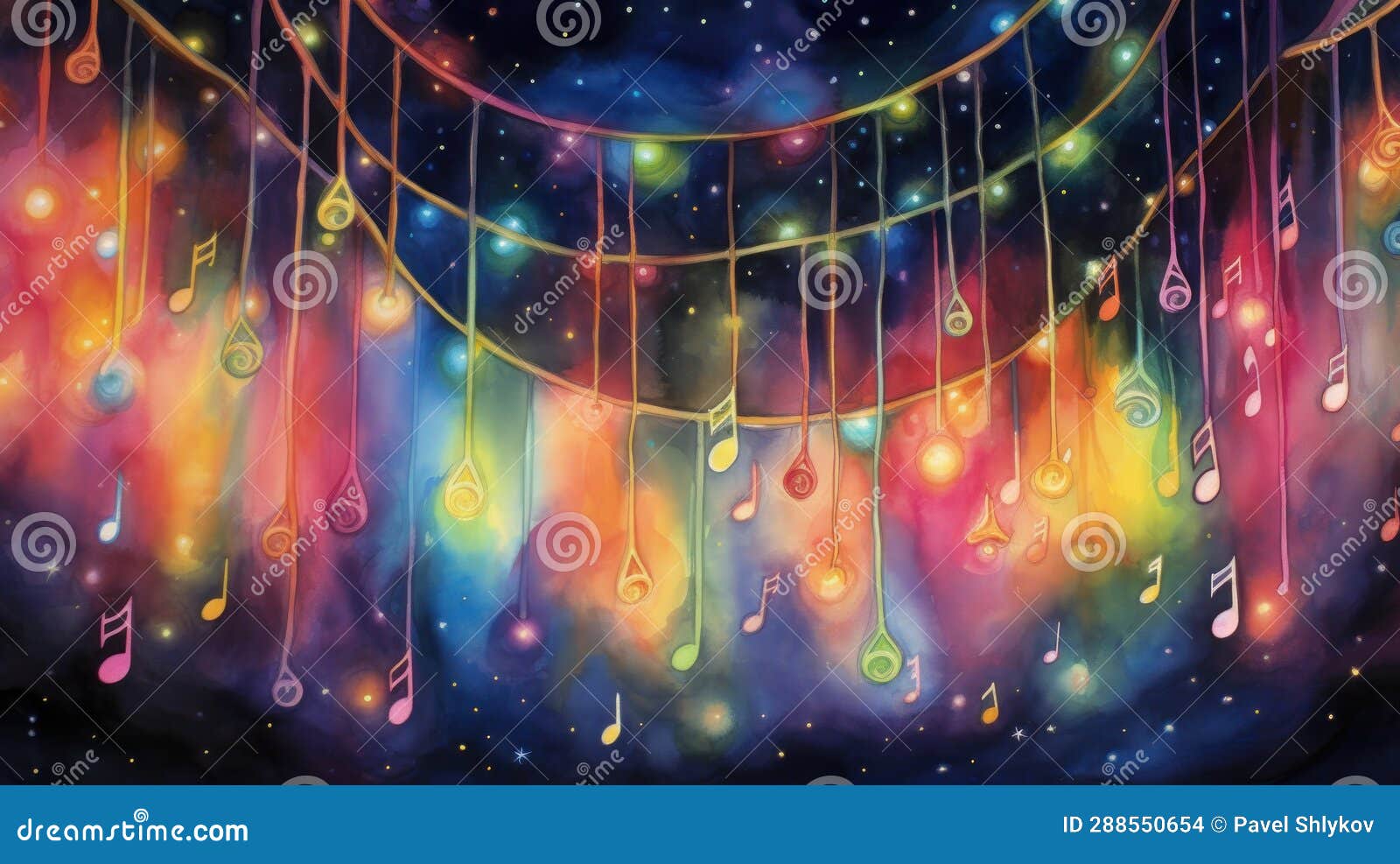 Colorful Musical Notes and Sheet Music, Artistic Illustration Stock ...