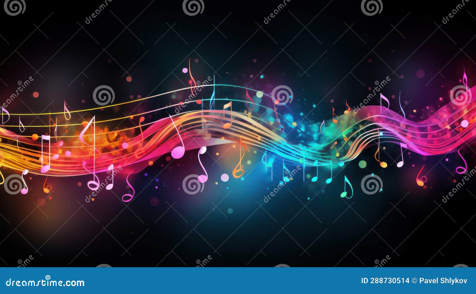 Colorful Musical Notes and Sheet Music, Artistic Illustration Stock ...