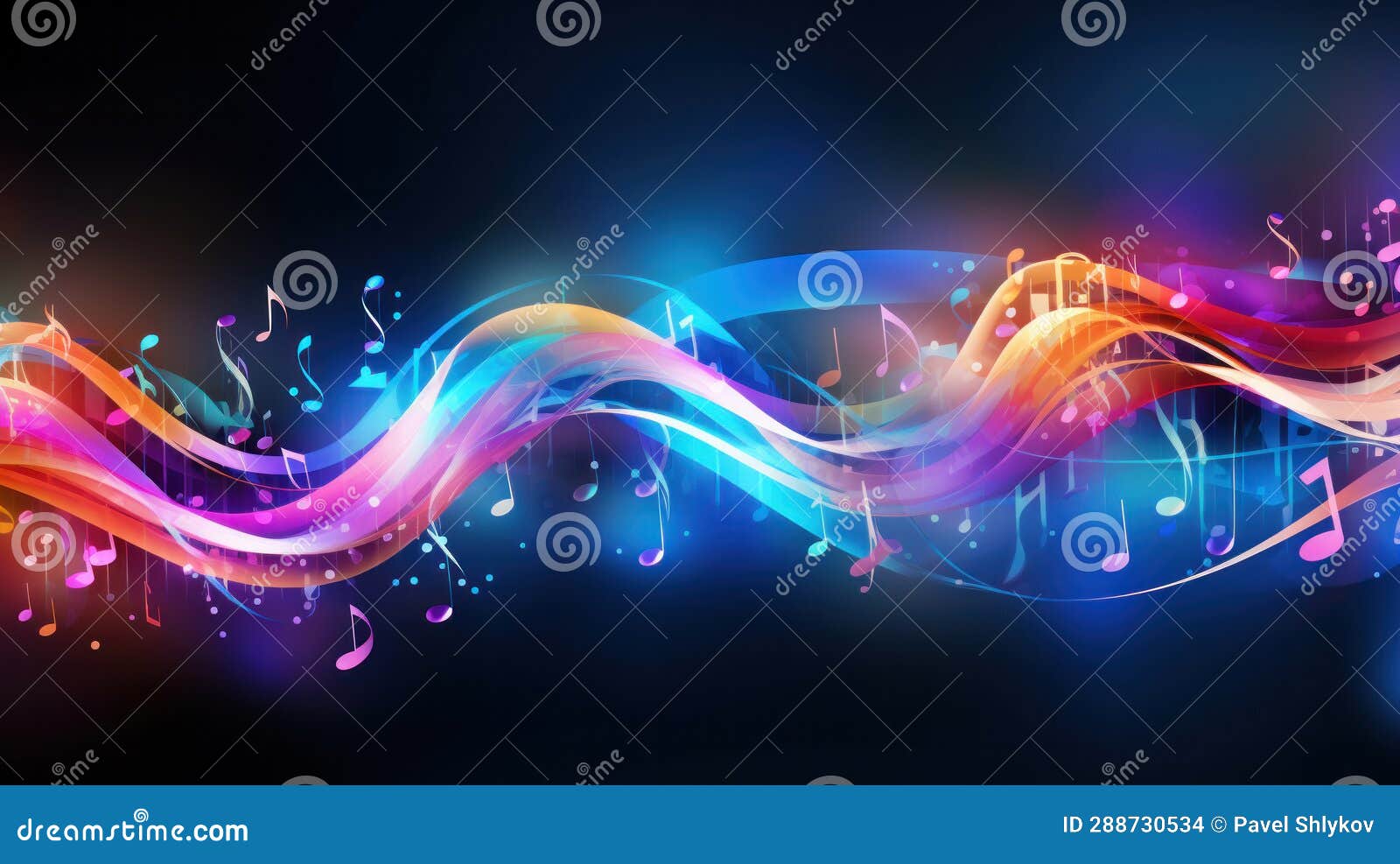 Colorful Musical Notes and Sheet Music, Artistic Illustration Stock ...