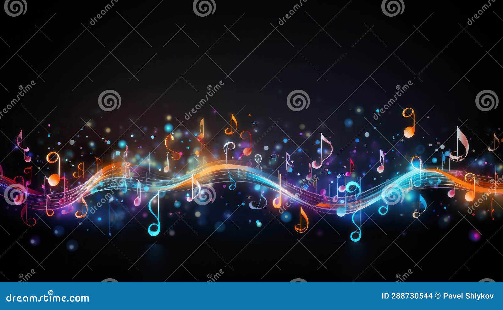 Colorful Musical Notes and Sheet Music, Artistic Illustration Stock ...