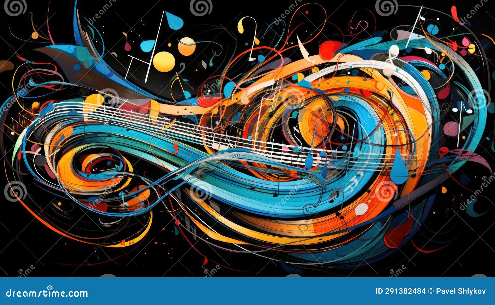 Colorful Musical Notes and Sheet Music, Artistic Illustration. Stock ...
