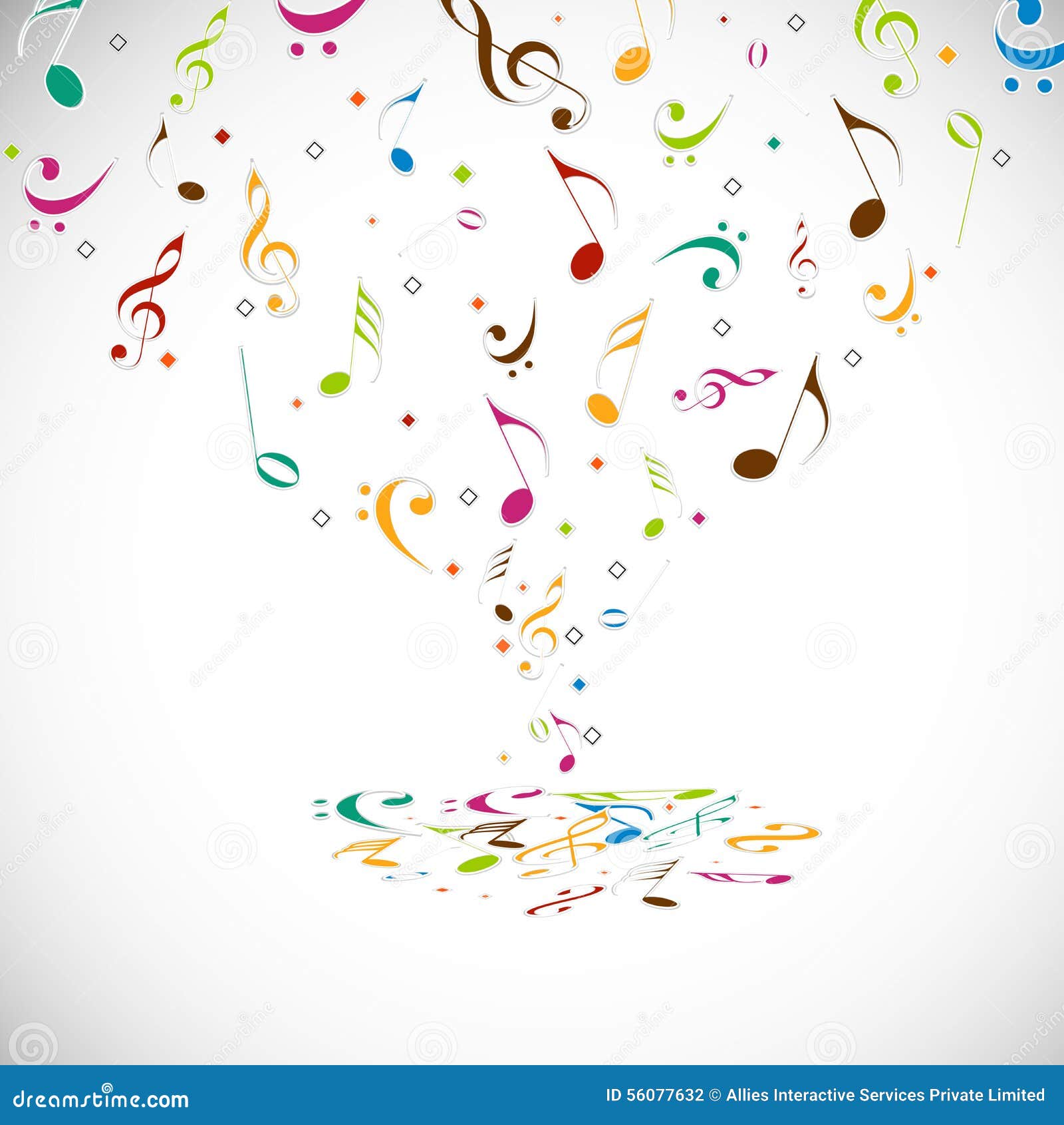 Colorful musical notes. stock illustration. Illustration of page - 56077632