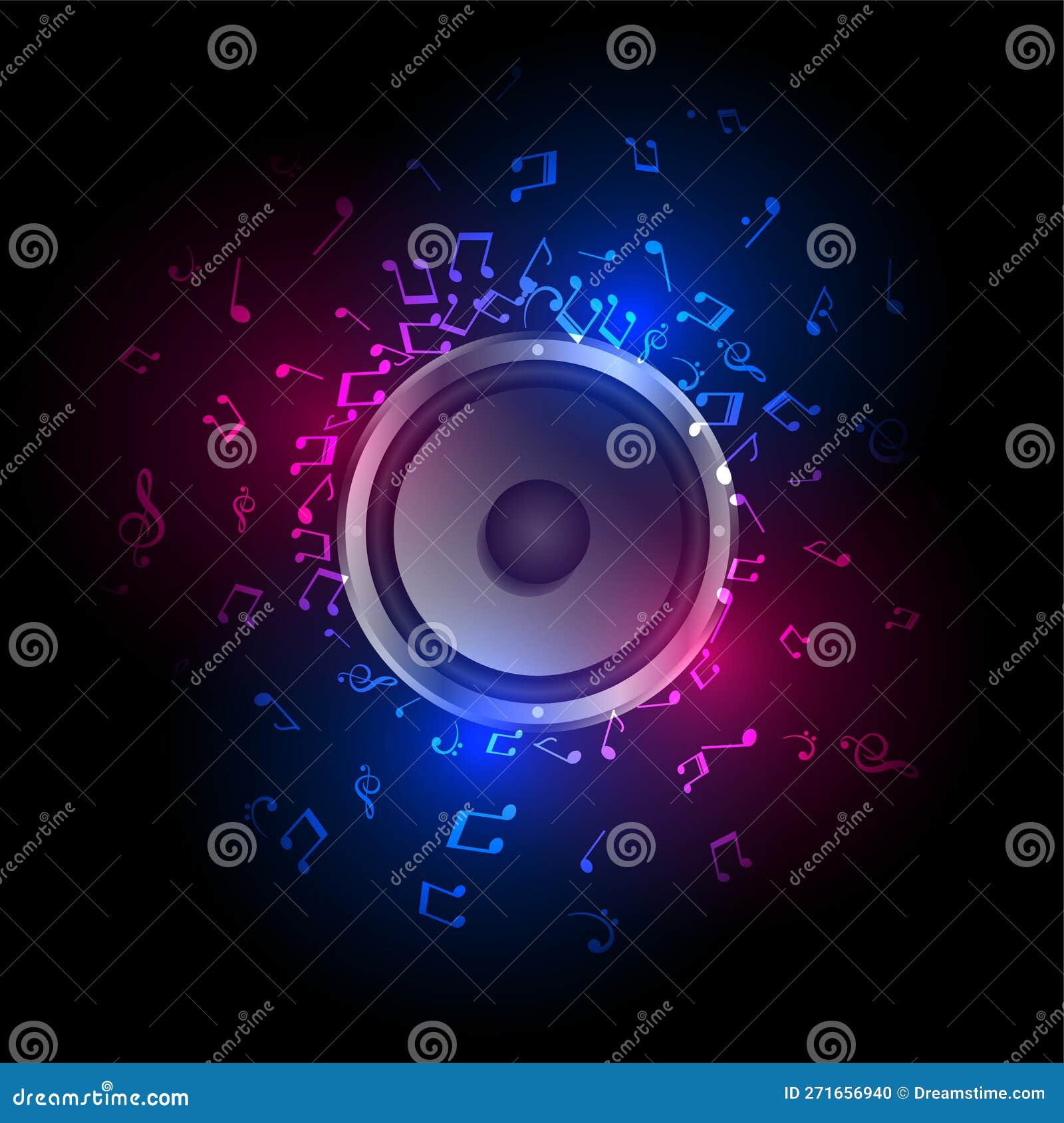 Colorful Musical Notes with Sound Speaker for Disco or Dj Theme Stock ...