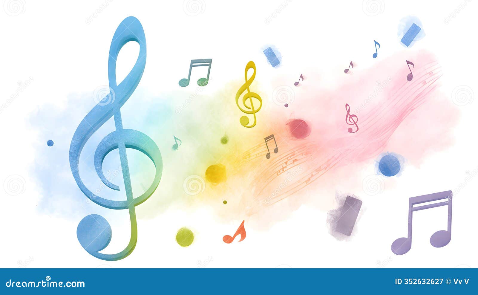 Colorful Musical Notes and Treble Clef Design Stock Illustration ...