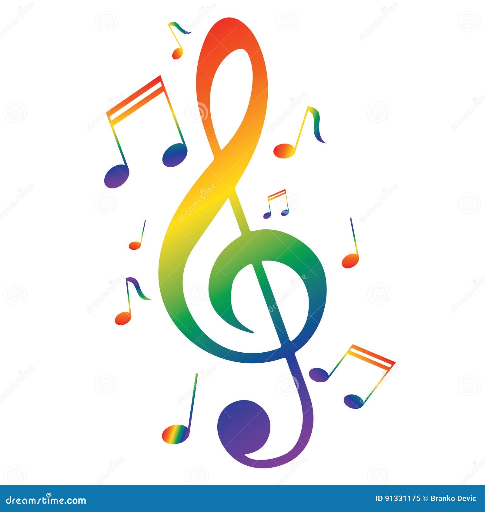 Colorful Musical Notes stock vector. Illustration of music - 91331175