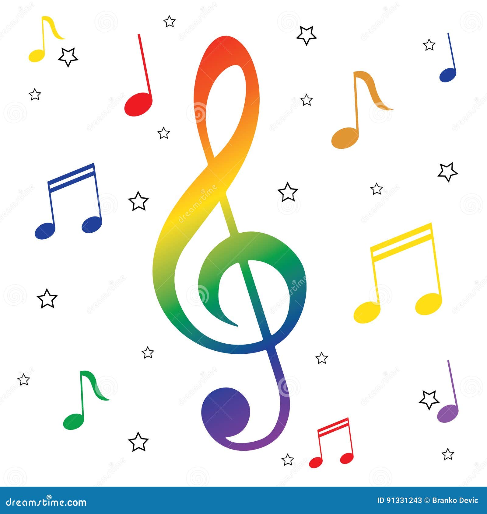 Colorful Musical Notes stock vector. Illustration of song - 91331243