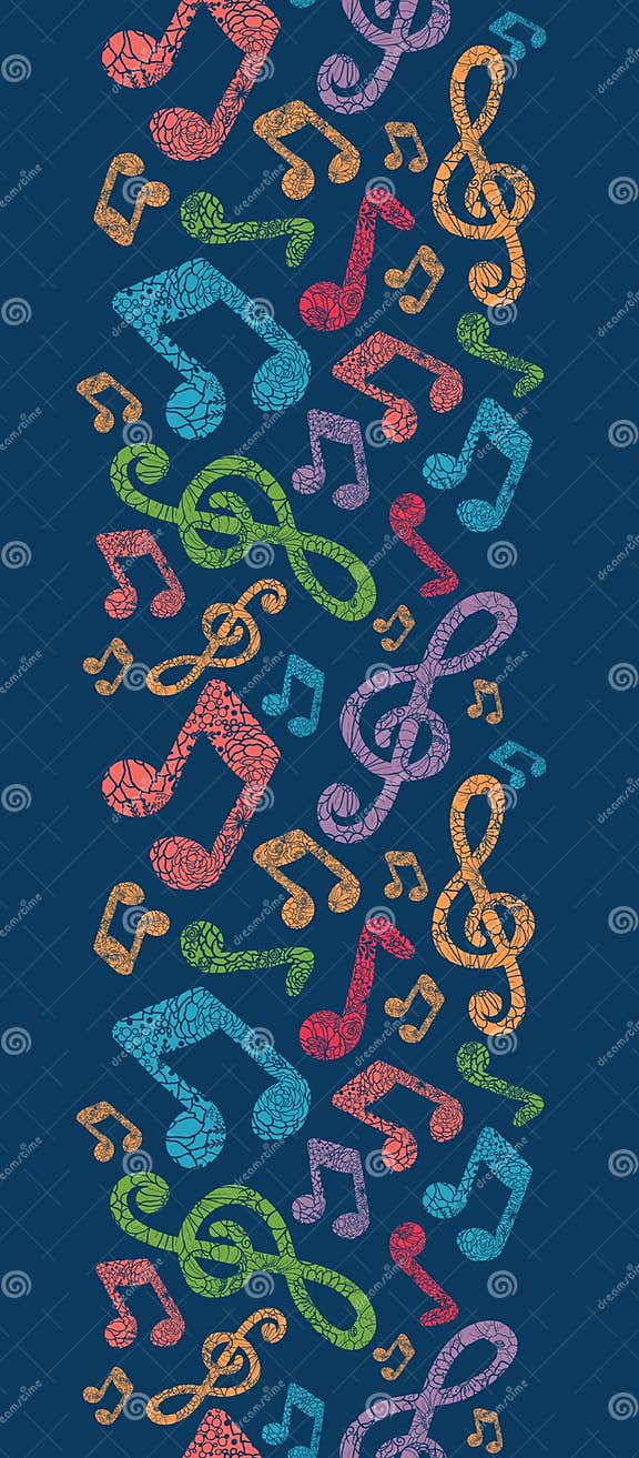 Colorful Musical Notes Vertical Seamless Pattern Stock Vector ...