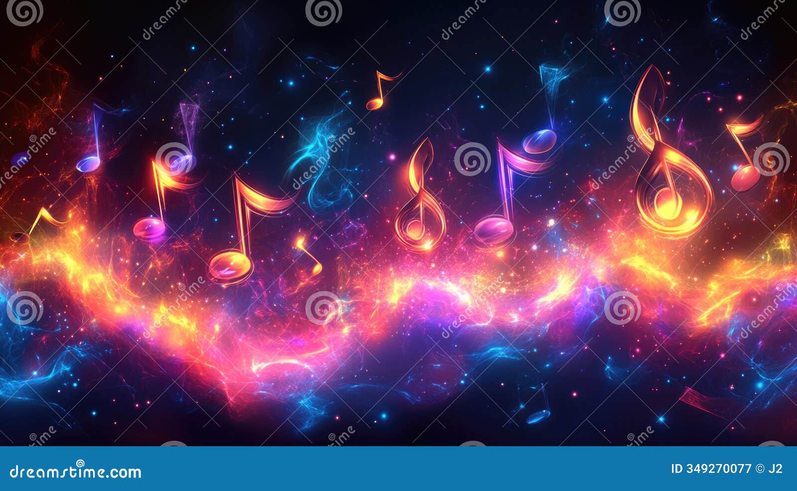 Colorful Musical Notes in Vibrant Cosmic Nebula Stock Image - Image of ...